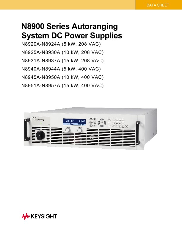N8900 Series Autoranging System DC Power Supplies PDF Asset Page | Keysight